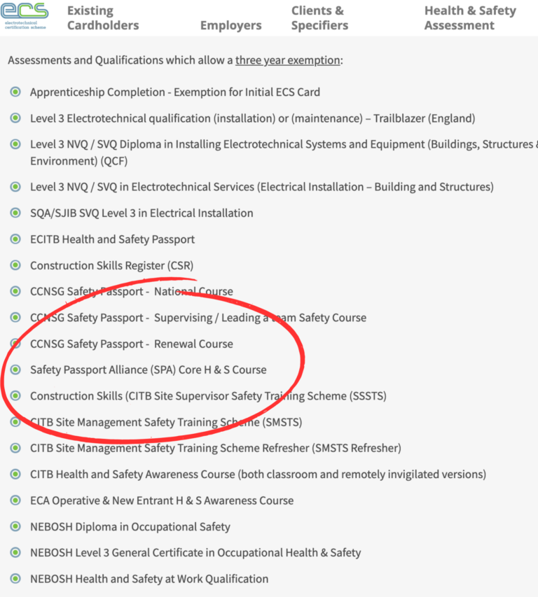 About The Course - ECS Health & Safety Exemption